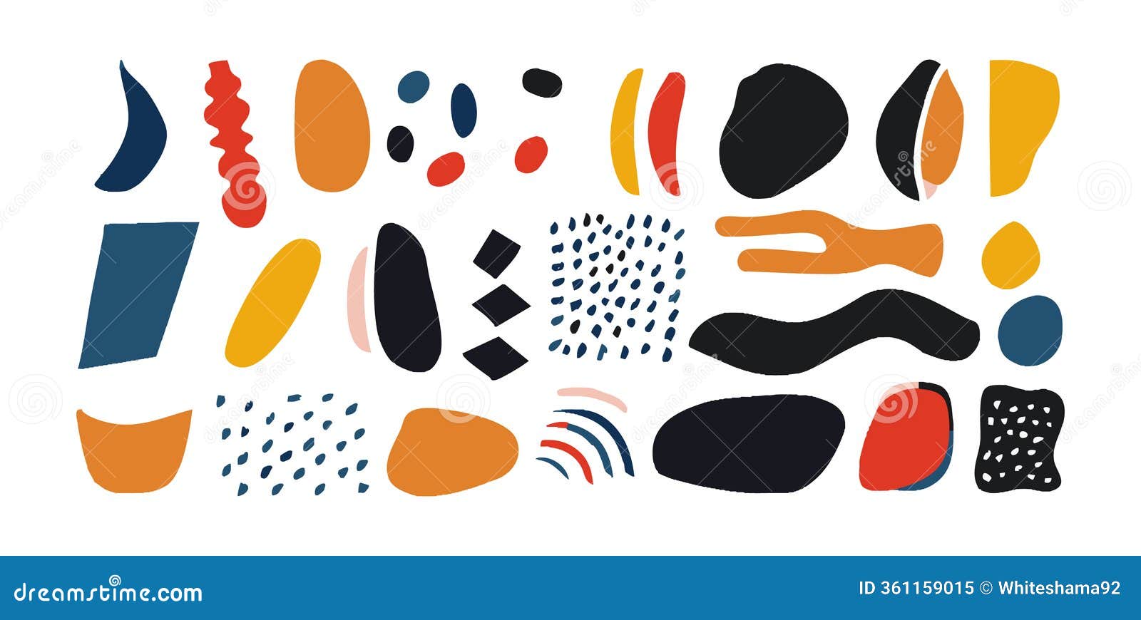 Set of Abstract Organic Shape. Hand Drawn Doodle Art Stock Vector - Illustration of brush ...