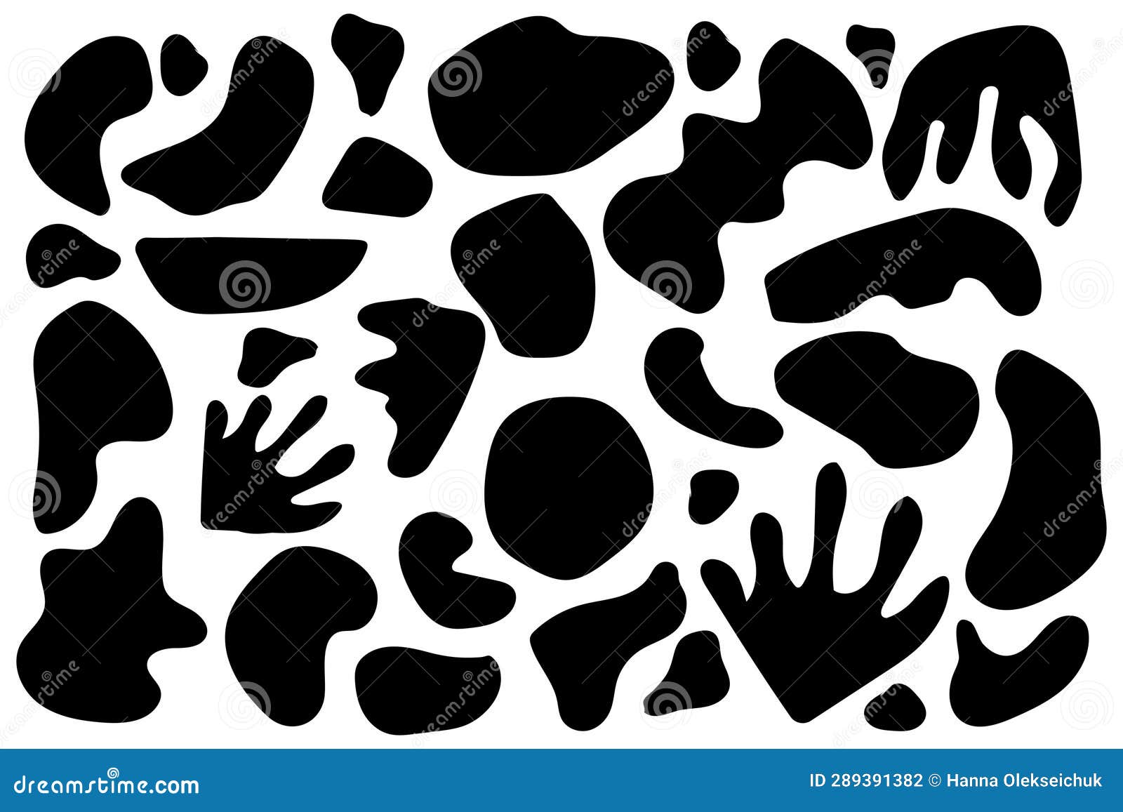 Set of Abstract Organic Shapes. Organic Black Blobs of Irregular Shape ...