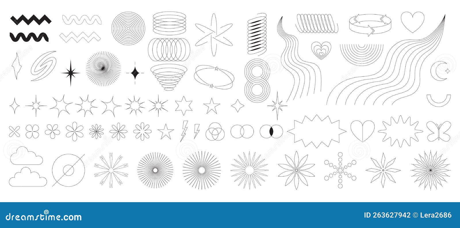 Set Of Y2K Bling Retro Elements And Abstract Brutalism Shapes. Cartoon ... Set Of Y2K Bling Retro Elements And Abstract Brutalism Shapes. Cartoon ...