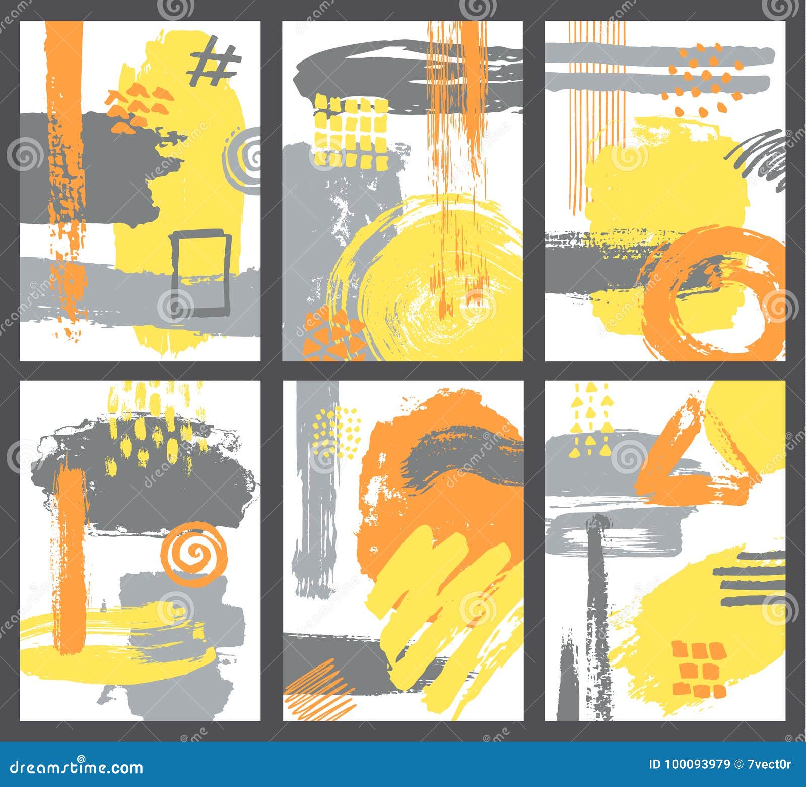 Set of Abstract Brush Strokes Modern Art Style Poster Stock Vector ...