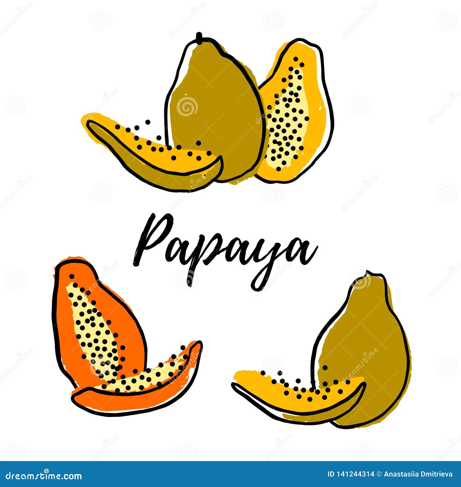 Set of abstract papaya stock vector. Illustration of abstract - 141244314