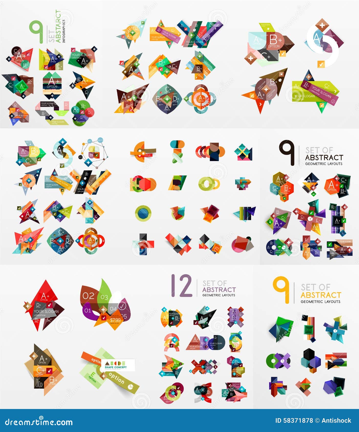 Set of Abstract Paper Elements, Infographics Stock Vector ...