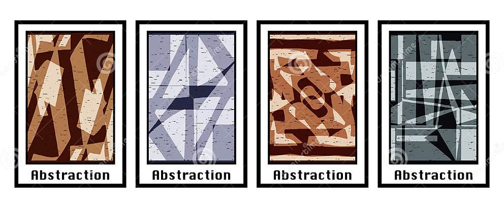 Set of 4 Abstract Pattern. Illustration for Printing on Wall ...