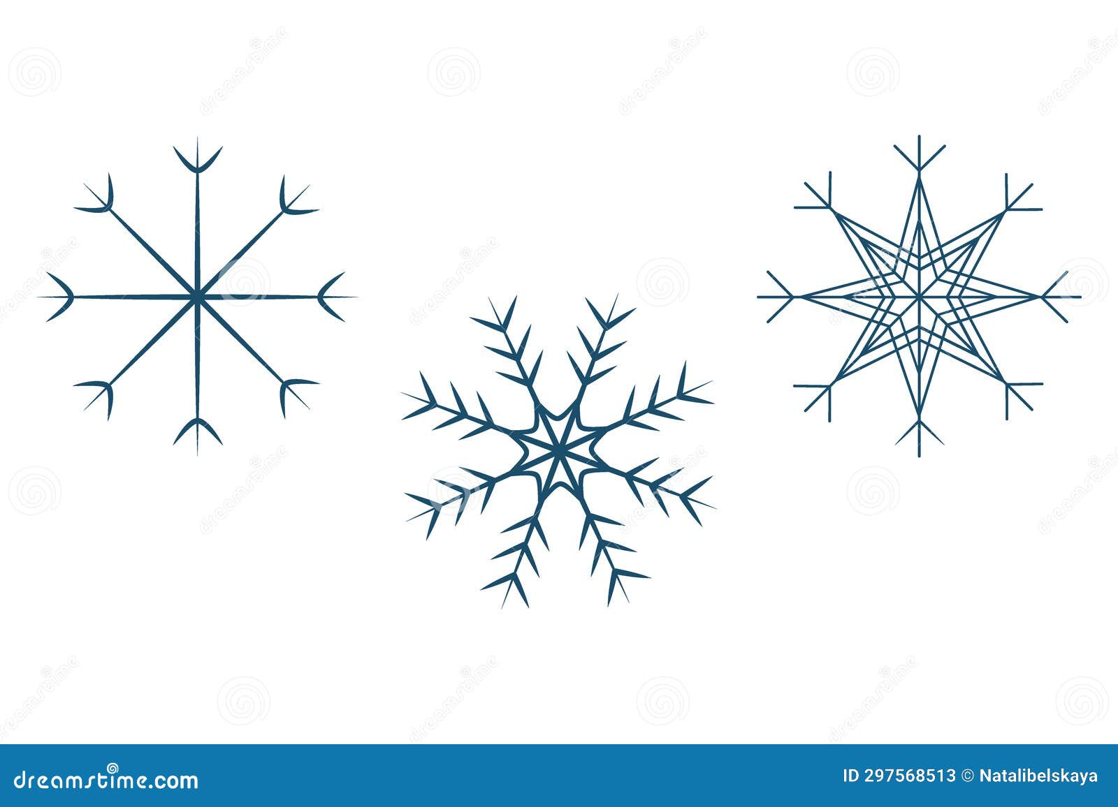 Set of 3 Abstract Patterned Snowflakes. Design Elements for Posters ...