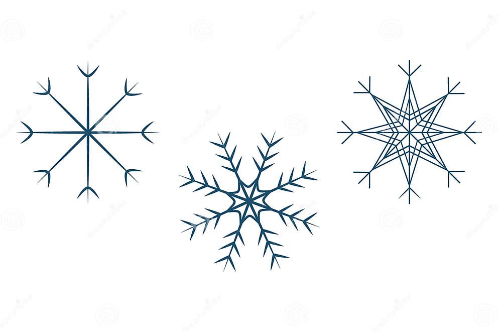 Set of 3 Abstract Patterned Snowflakes. Design Elements for Posters ...