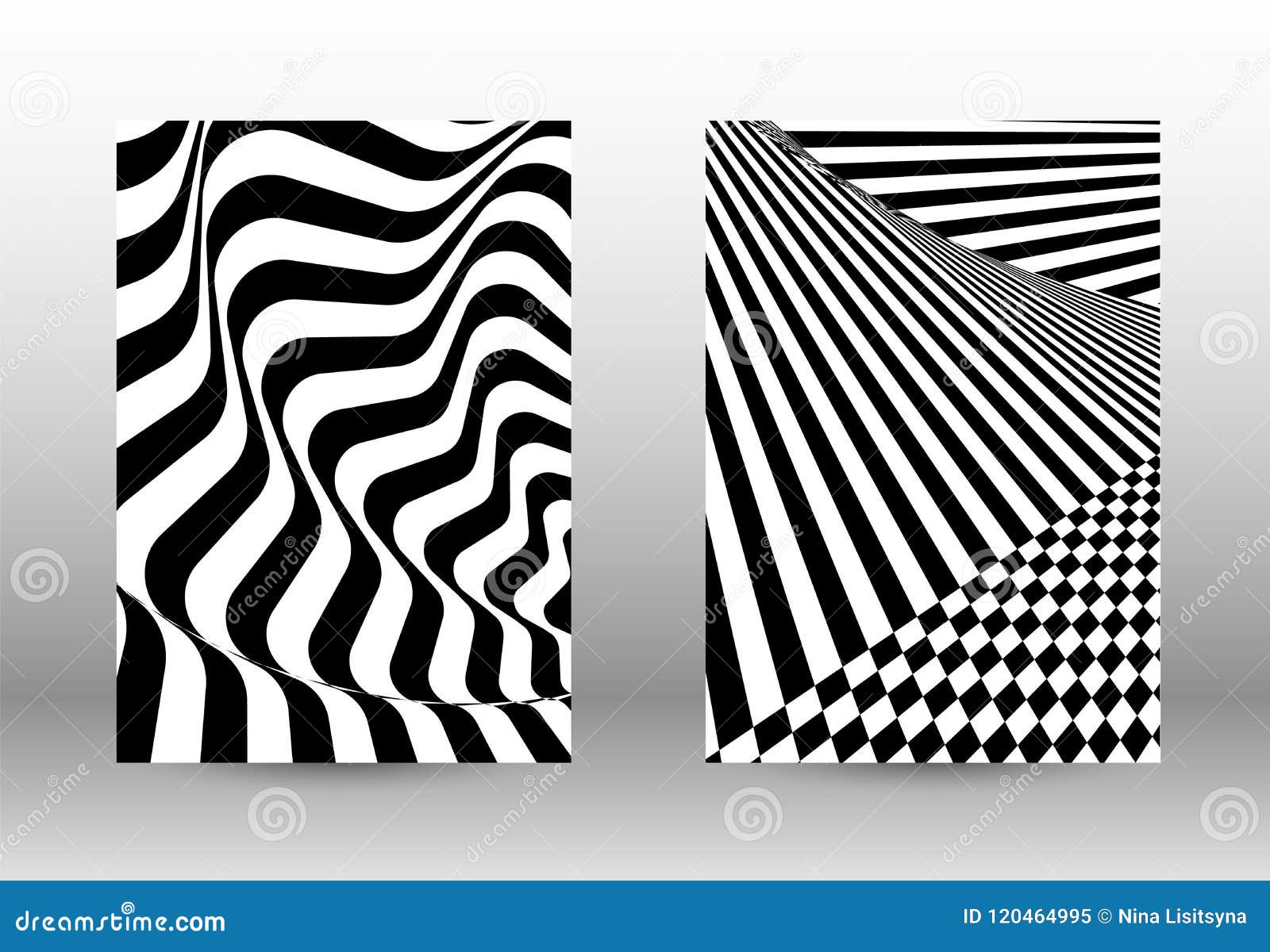 Set of Abstract Patterns with Distorted Lines. Stock Illustration ...