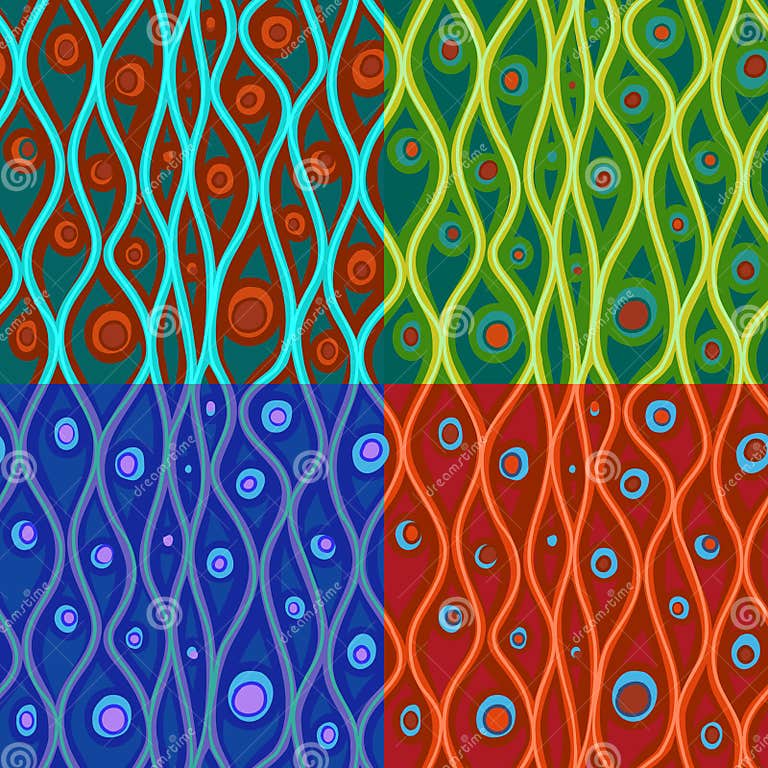 Set of Abstract Patterns in Four Color Combinations Stock Vector ...