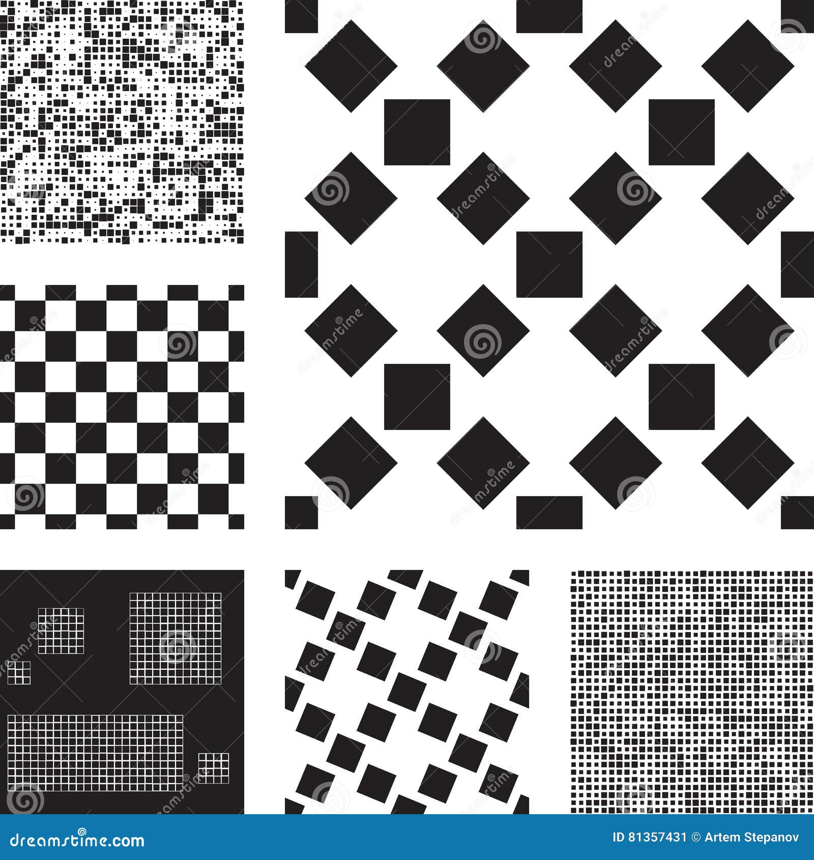 Set of Abstract Patterns with Squares Stock Vector - Illustration of ...