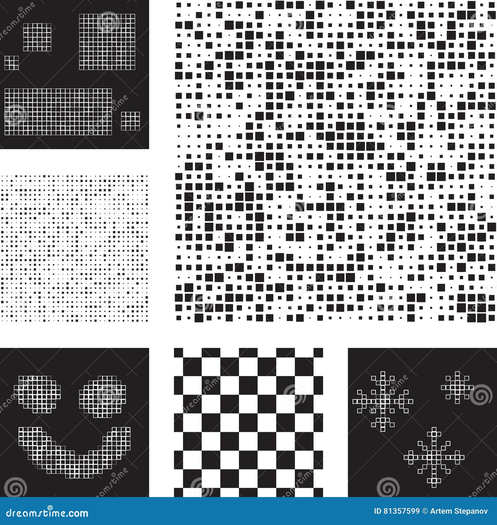 Set of Abstract Patterns with Squares Stock Vector - Illustration of ...