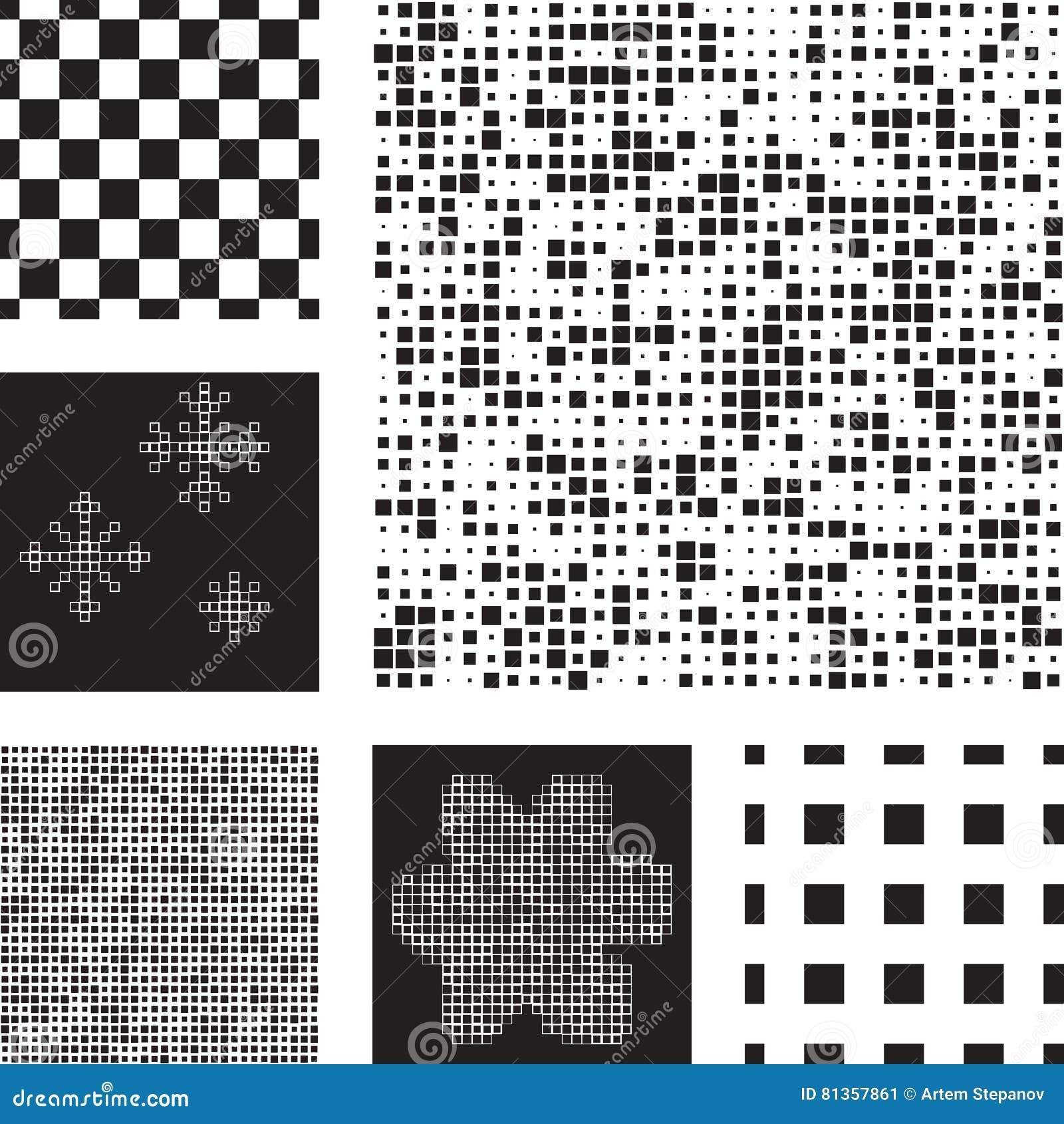 Set of Abstract Patterns with Squares Stock Vector - Illustration of ...