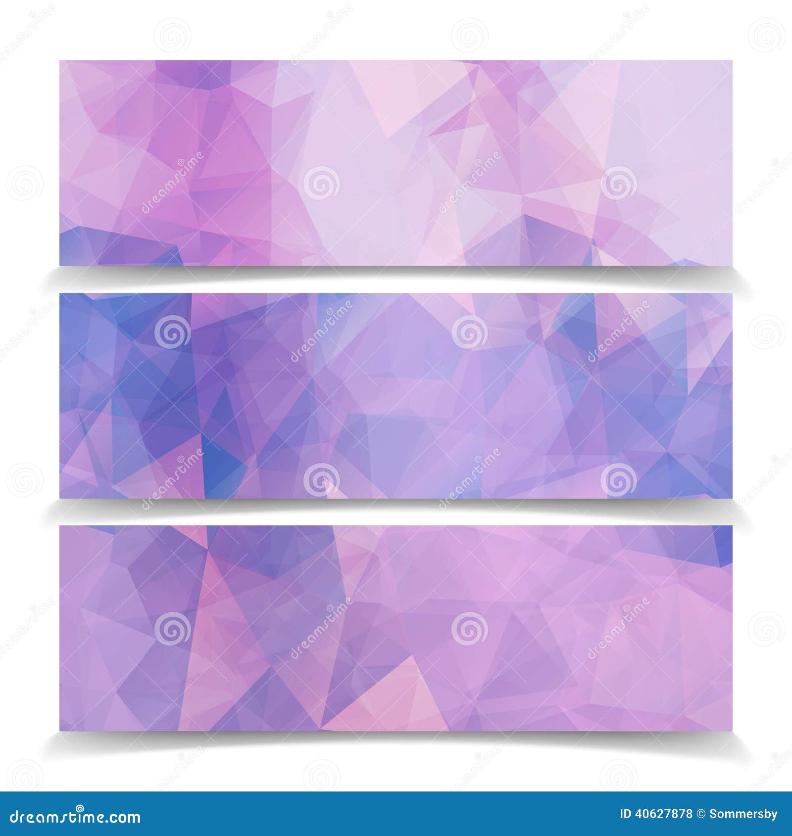 Set of Abstract Pink Triangular Polygonal Headers Stock Vector ...