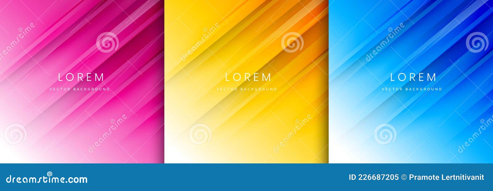 Set of Abstract Pink, Yellow, Blue, Stripe Diagonal Lines Light ...