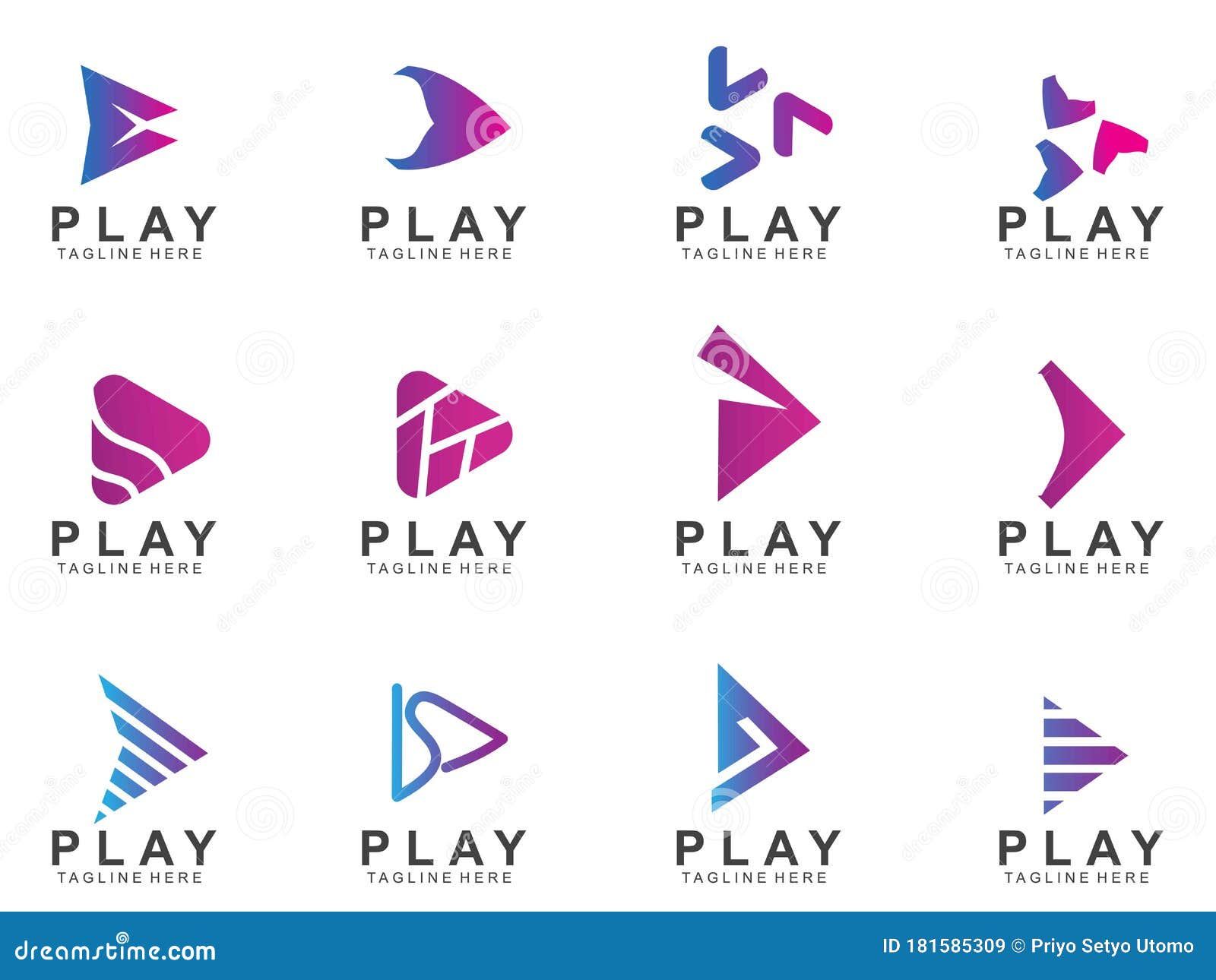 Set of Abstract Play Button Logo Stock Vector - Illustration of ...
