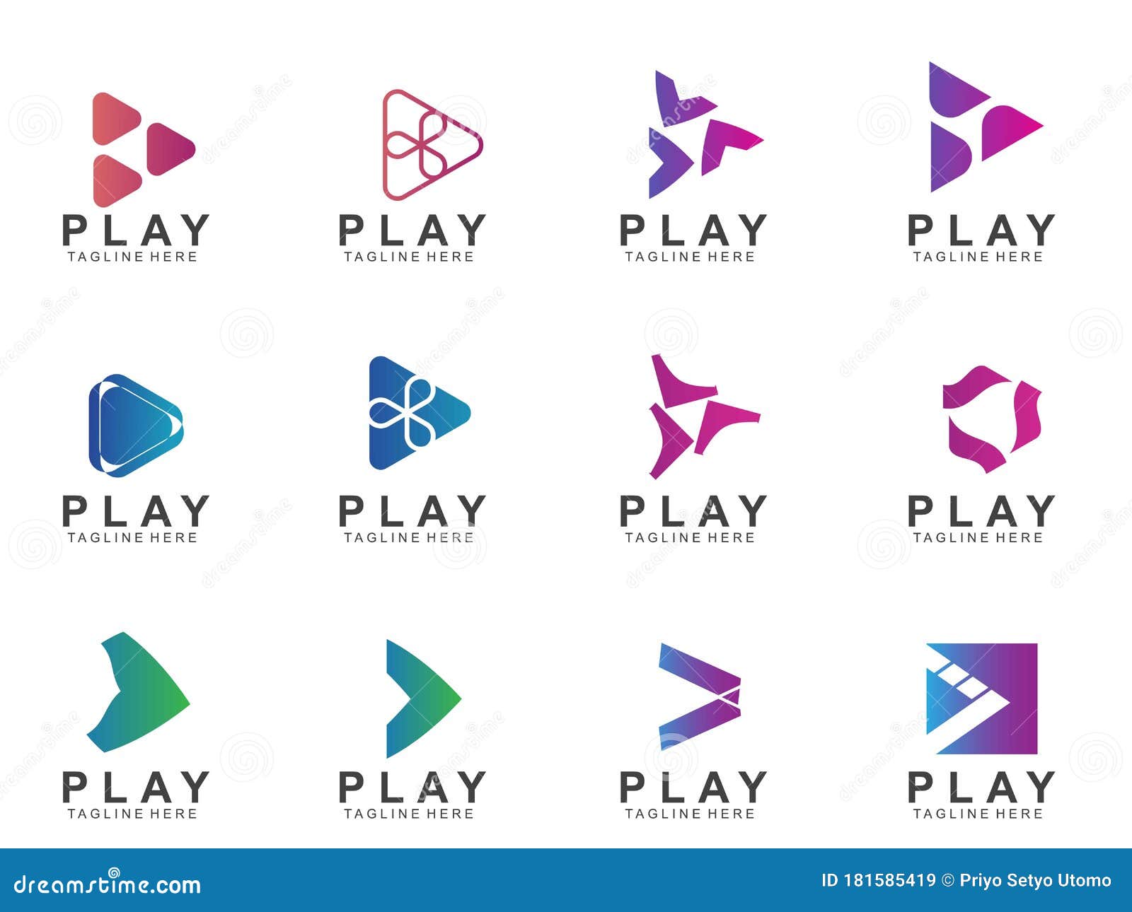 Set of Abstract Play Button Logo Stock Vector - Illustration of ...