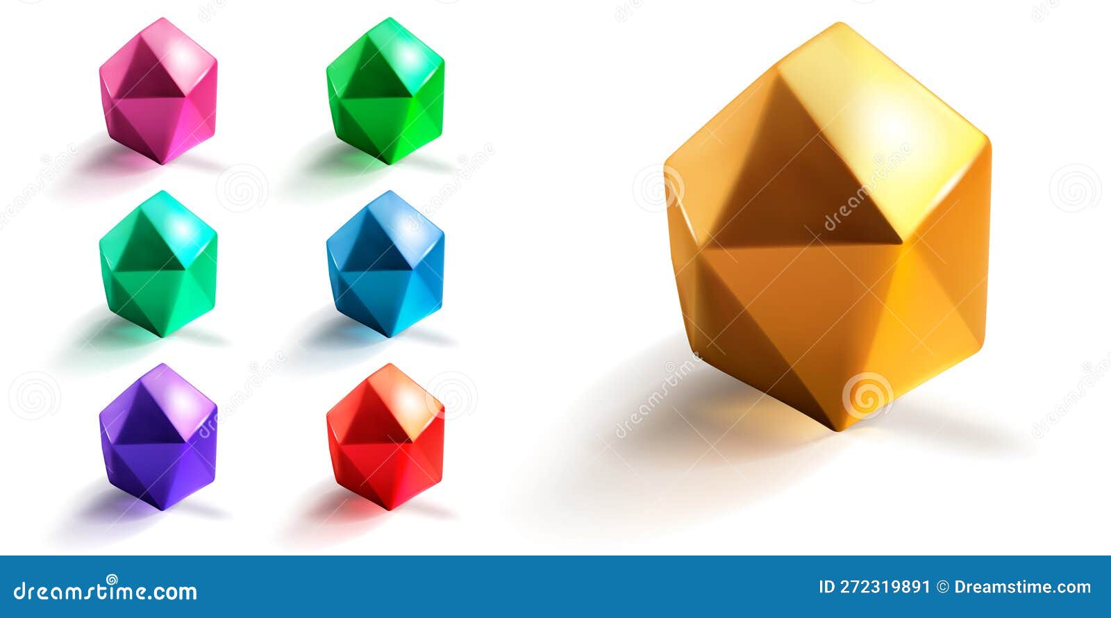 Set of Abstract Polyhedrons Stock Illustration - Illustration of edge ...