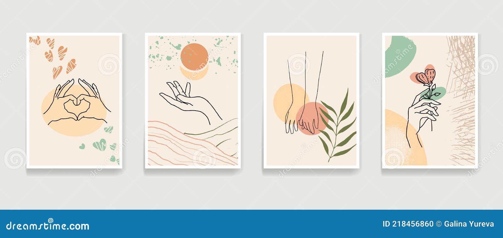 Set of Abstract Posters with Hands Stock Vector - Illustration of ...