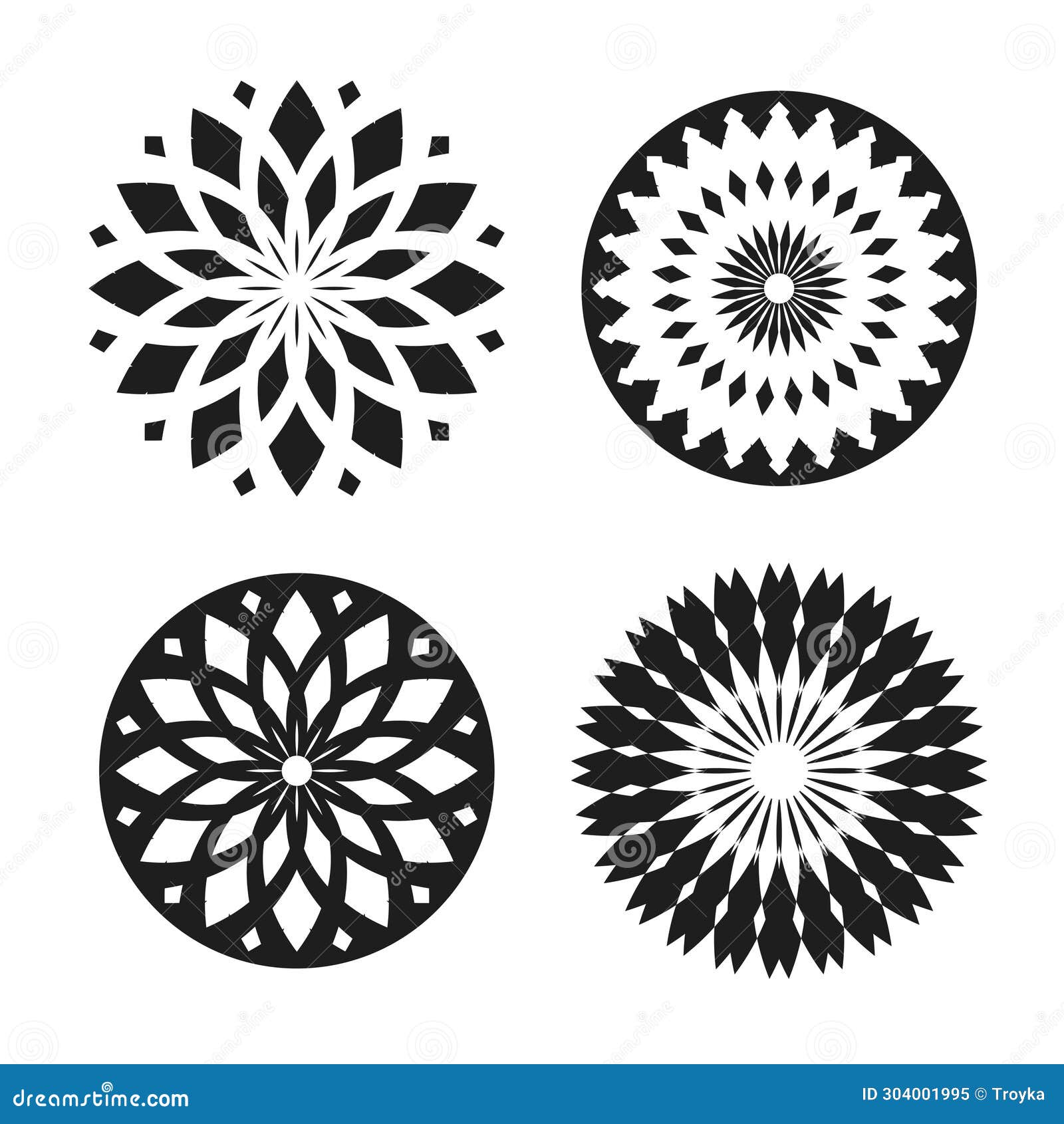 Abstract Radial Circle Patterns Set. Decorative Design Elements Stock ...