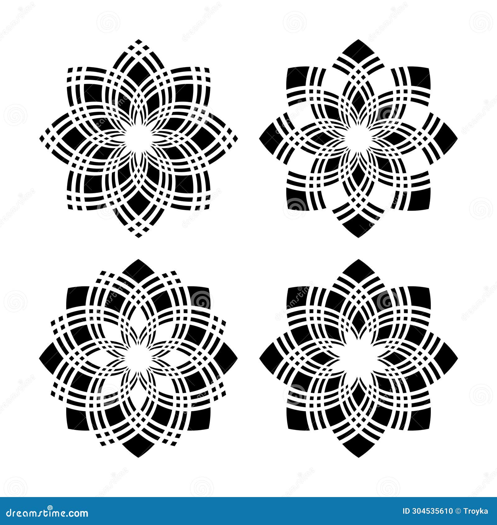 Abstract Radial Floral Patterns Set. Decorative Design Elements Stock ...