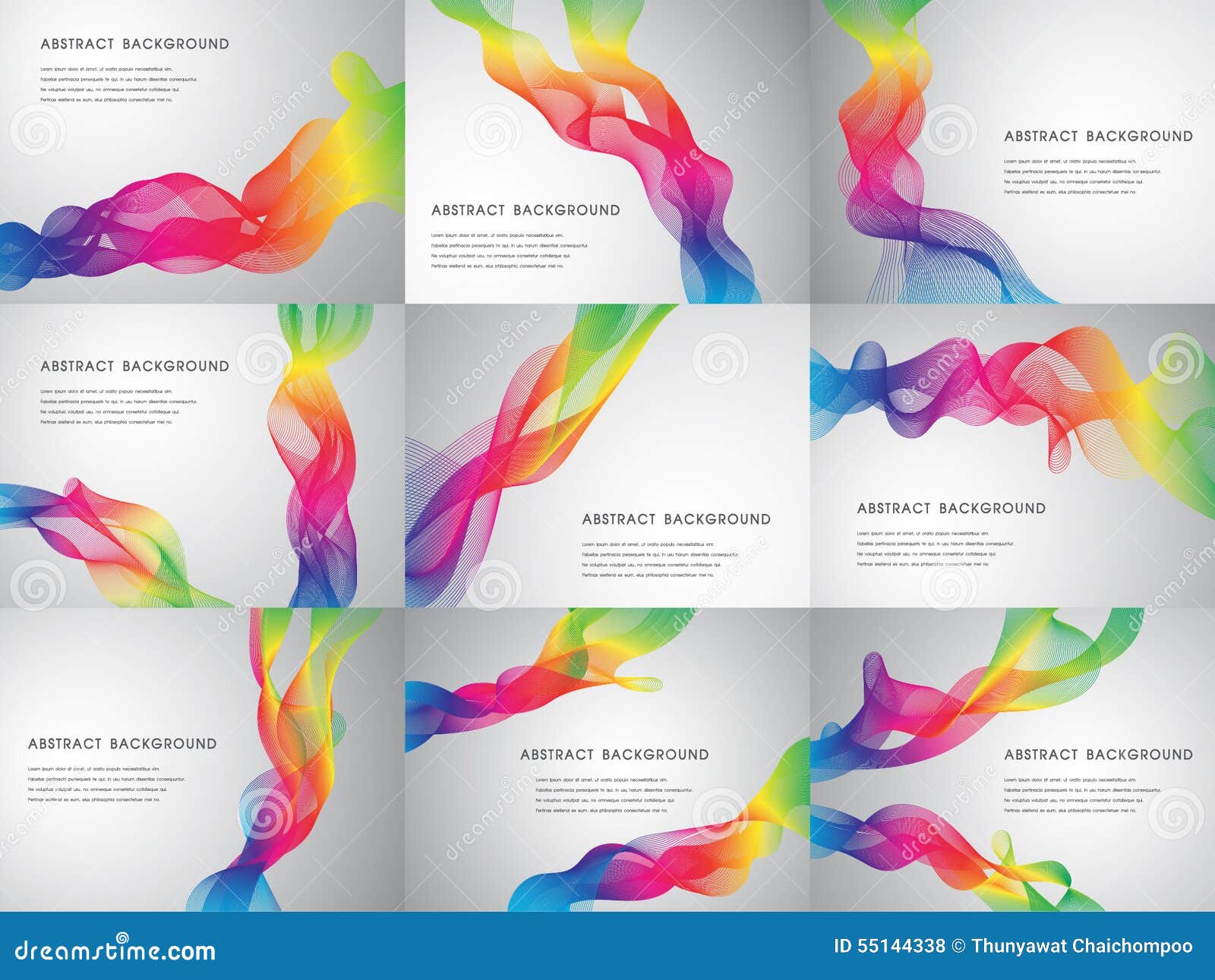 Set of Abstract Rainbow Ribbon Background Stock Vector - Illustration ...