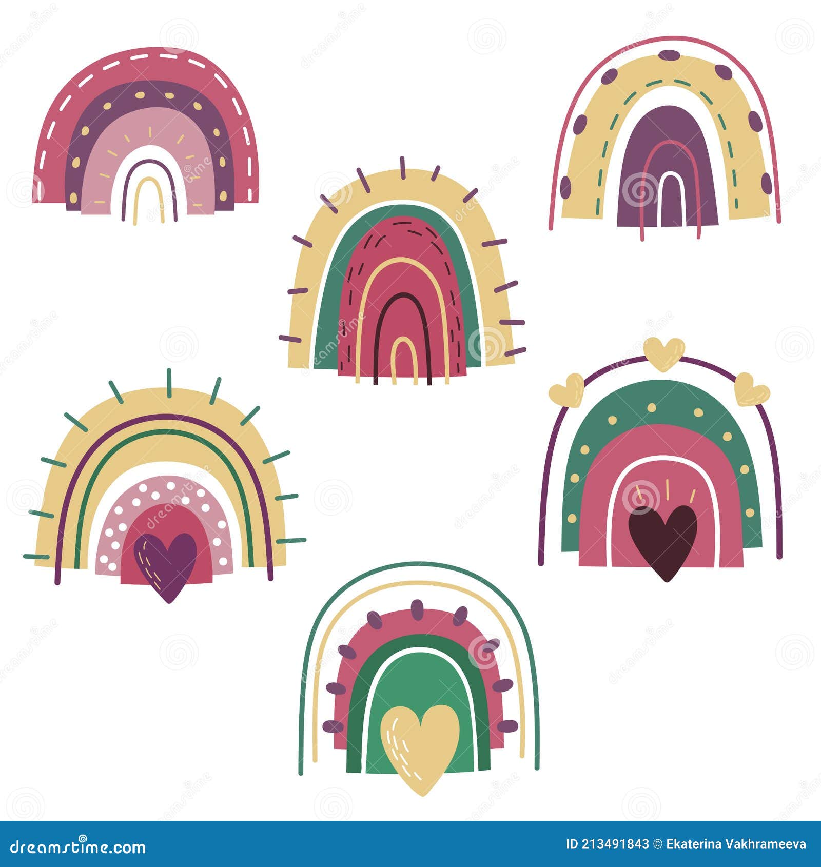 Set of Abstract Rainbows in Cartoon Style. Vector Isolates. Stock ...