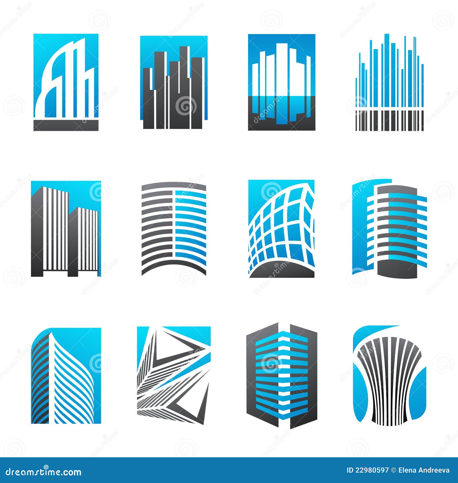 Set of Abstract Real Estate Icons Stock Vector - Illustration of ...