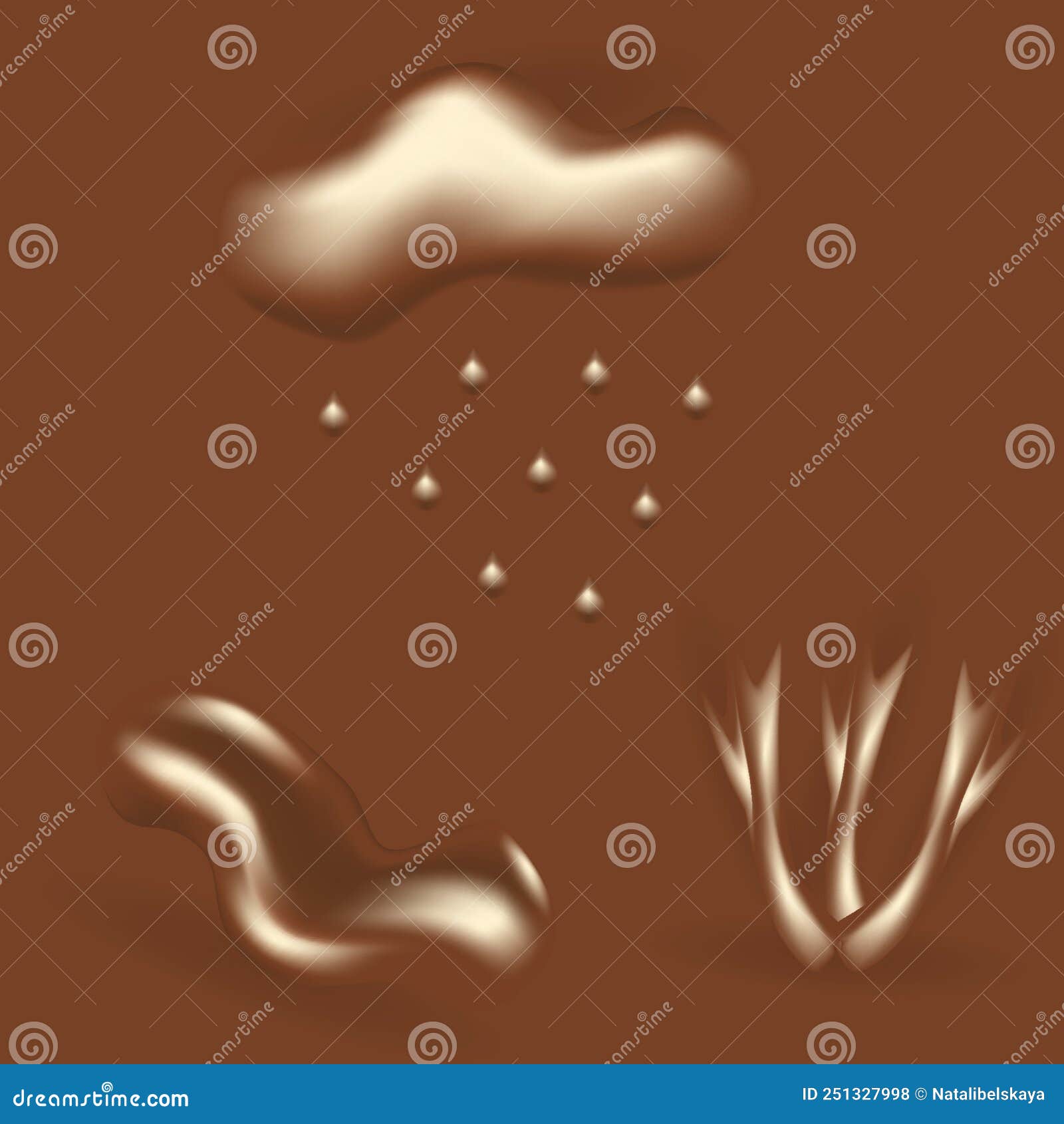 Set of Abstract Realistic Graphic Elements in Trendy Chocolate Tints ...