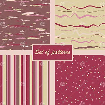 Set of Abstract Red, Brown Patterns. Vector Illustration Stock Vector ...