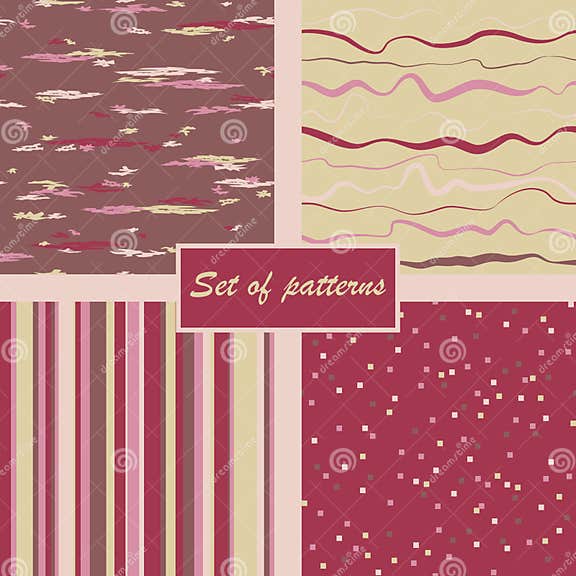 Set of Abstract Red, Brown Patterns. Vector Illustration Stock Vector ...