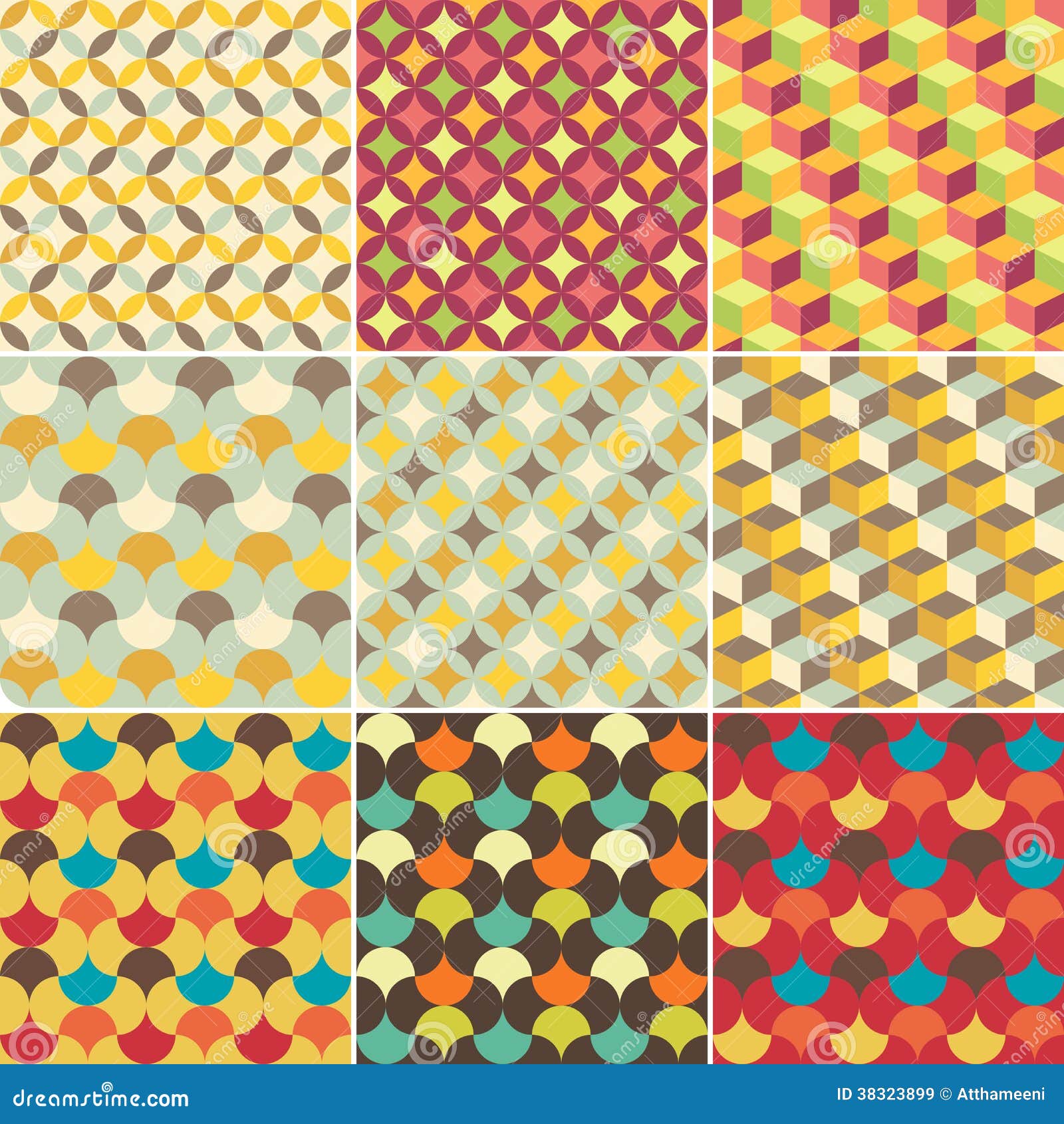 Set of Abstract Retro Geometric Pattern Stock Illustration ...