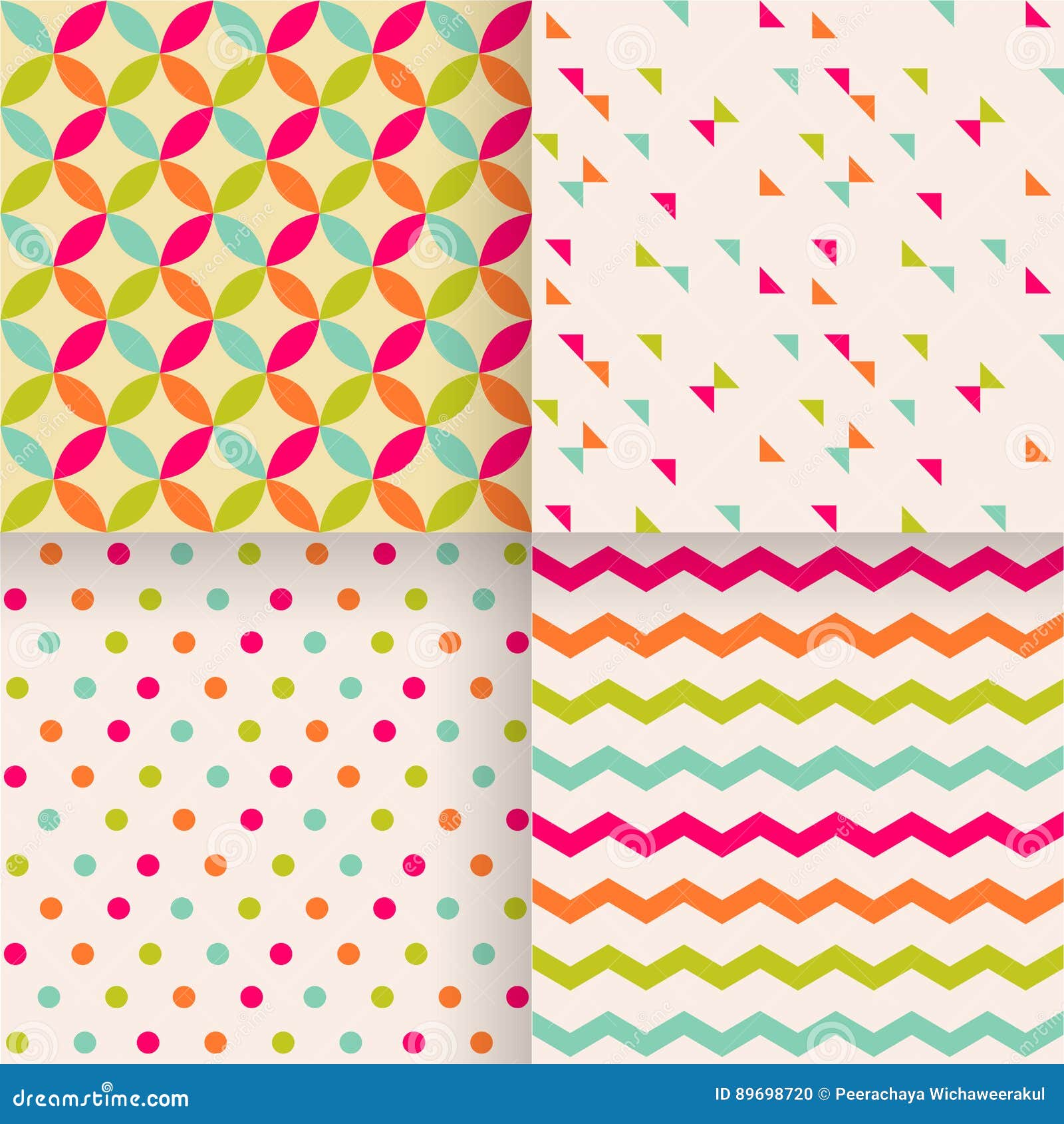 Set of Abstract Retro Geometric Seamless Patterns Stock Vector ...