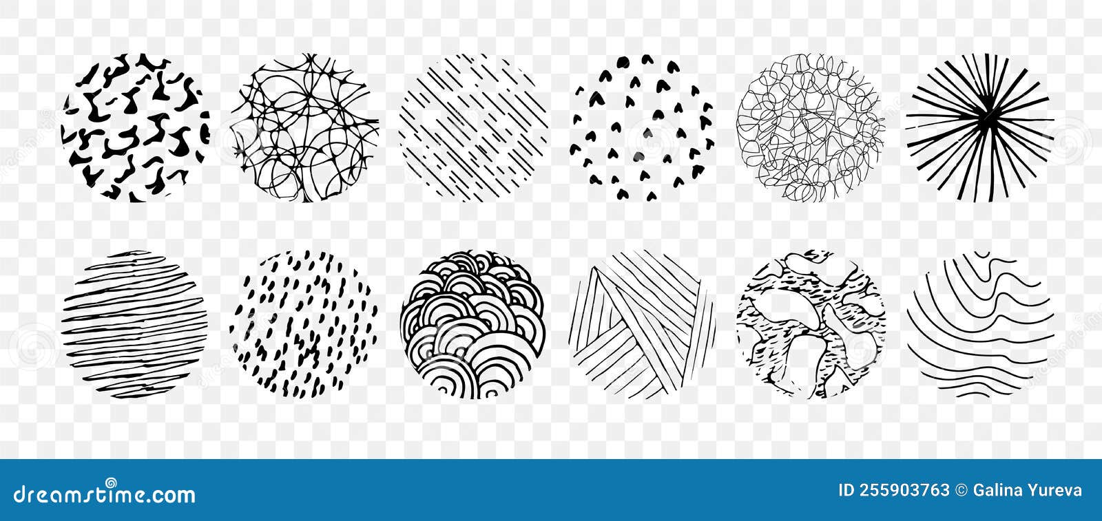 A Set of Abstract Round Doodle Elements on a Transparent Background ...