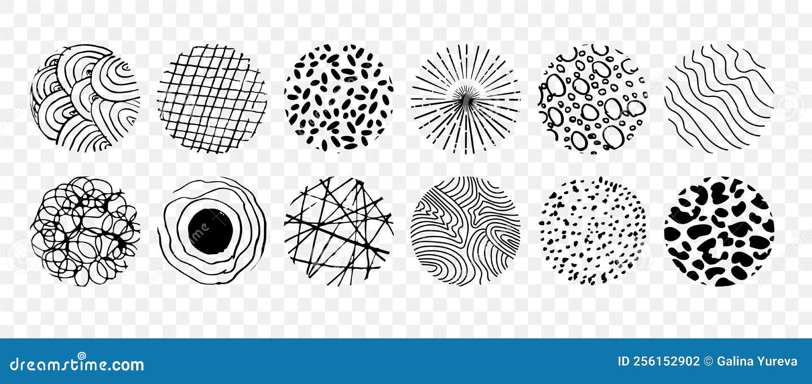 A Set of Abstract Round Doodle Elements on a Transparent Background ...