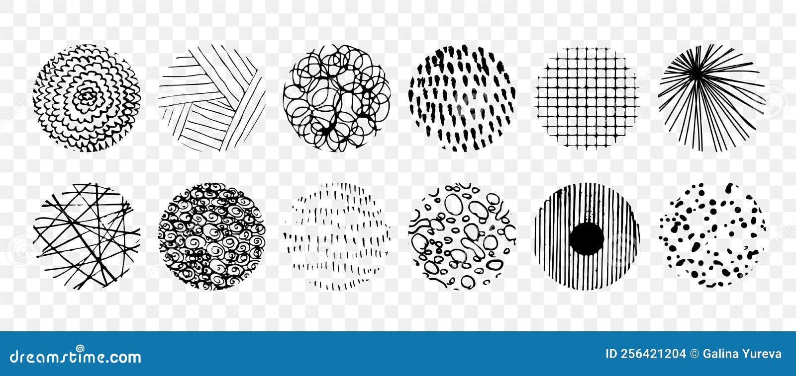 A Set of Abstract Round Doodle Elements on a Transparent Background ...