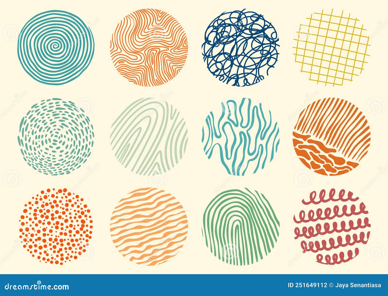 Set of Abstract Round or Hand Drawn Doodle Shapes Pattern Vector Stock ...