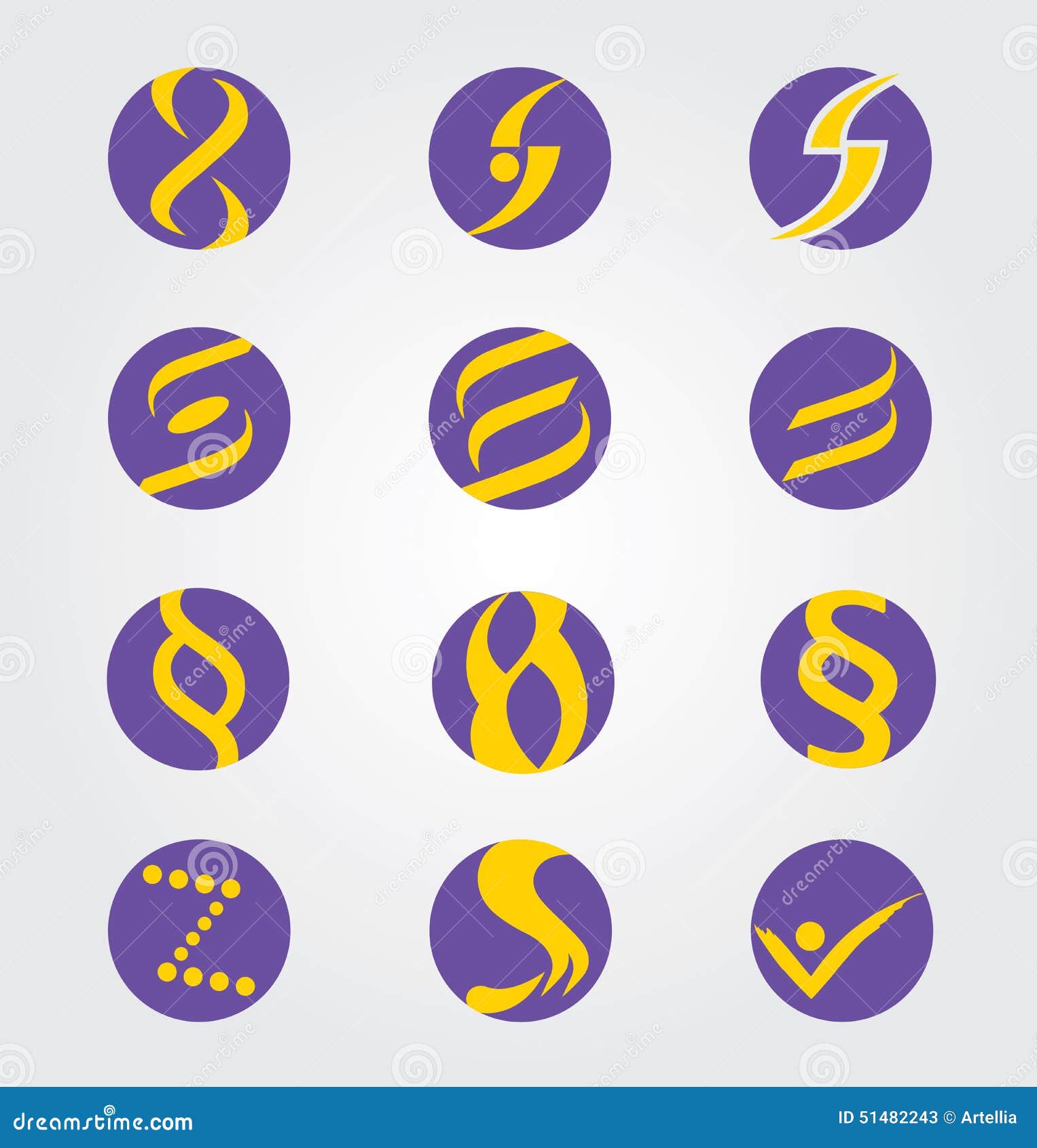 Set of 12 Abstract Round Icons / S / Infinity / Eight Stock Vector ...