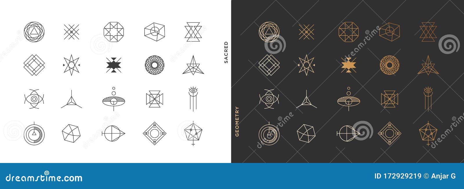 Set of Abstract Sacred Geometry Symbol Vector Elements Template, Clean ...