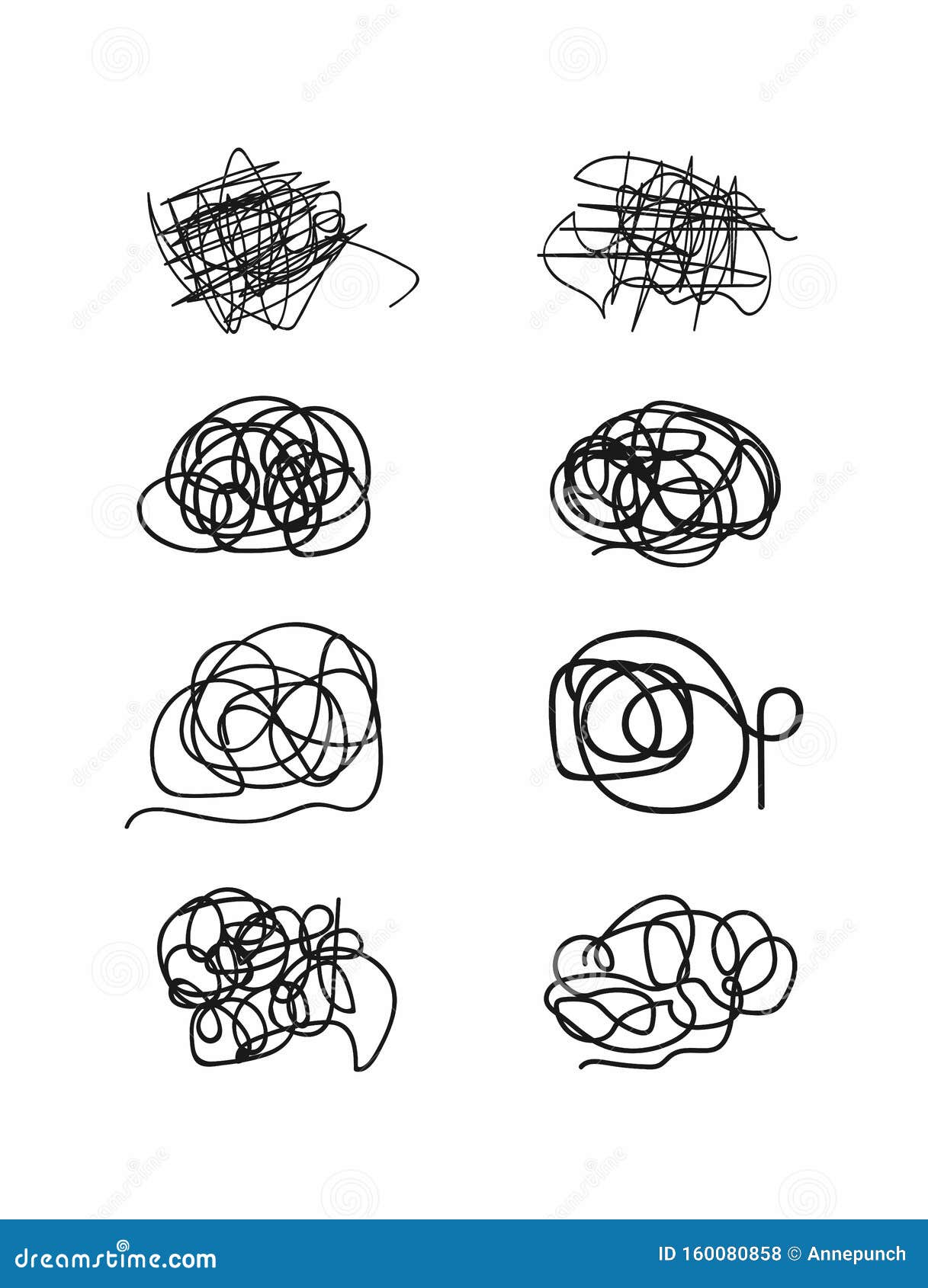 Set of Abstract Scribbles Drawn by Hand. Sketch, Doodle, Scrawl Stock ...