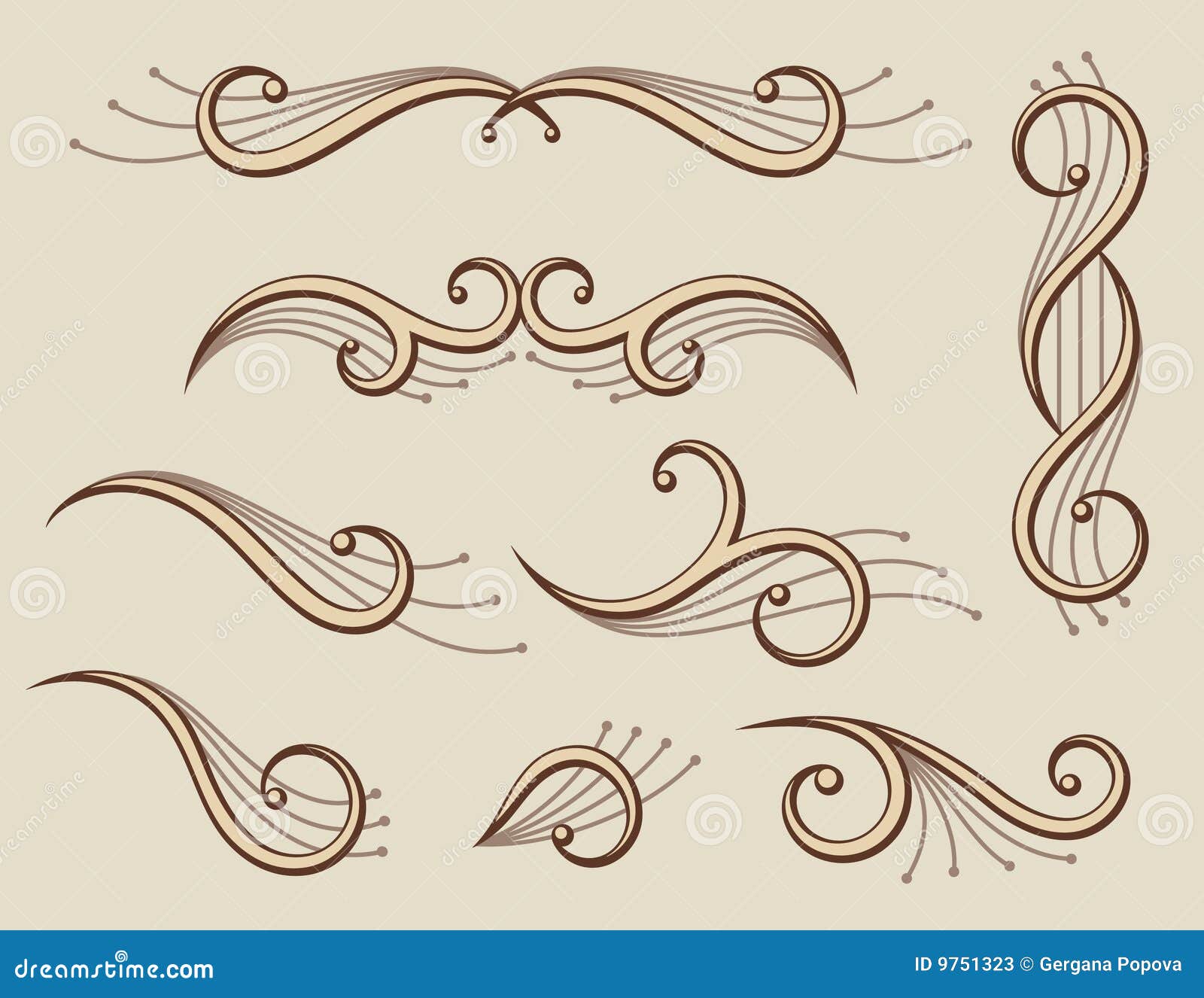 Set of Abstract Scroll Ornaments Stock Vector - Illustration of artwork ...