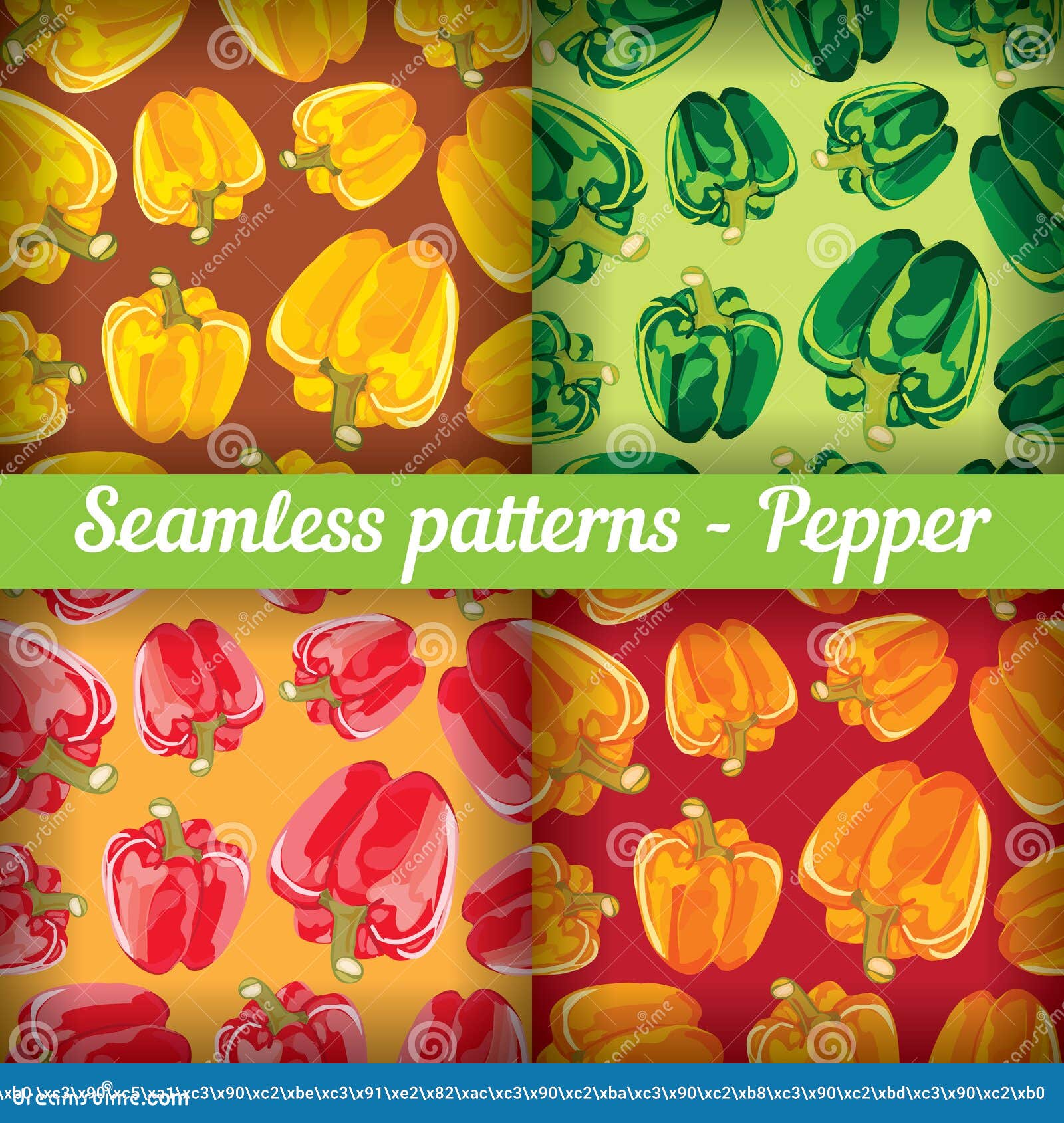 Set of Abstract Seamless Background Peppers. Stock Vector ...