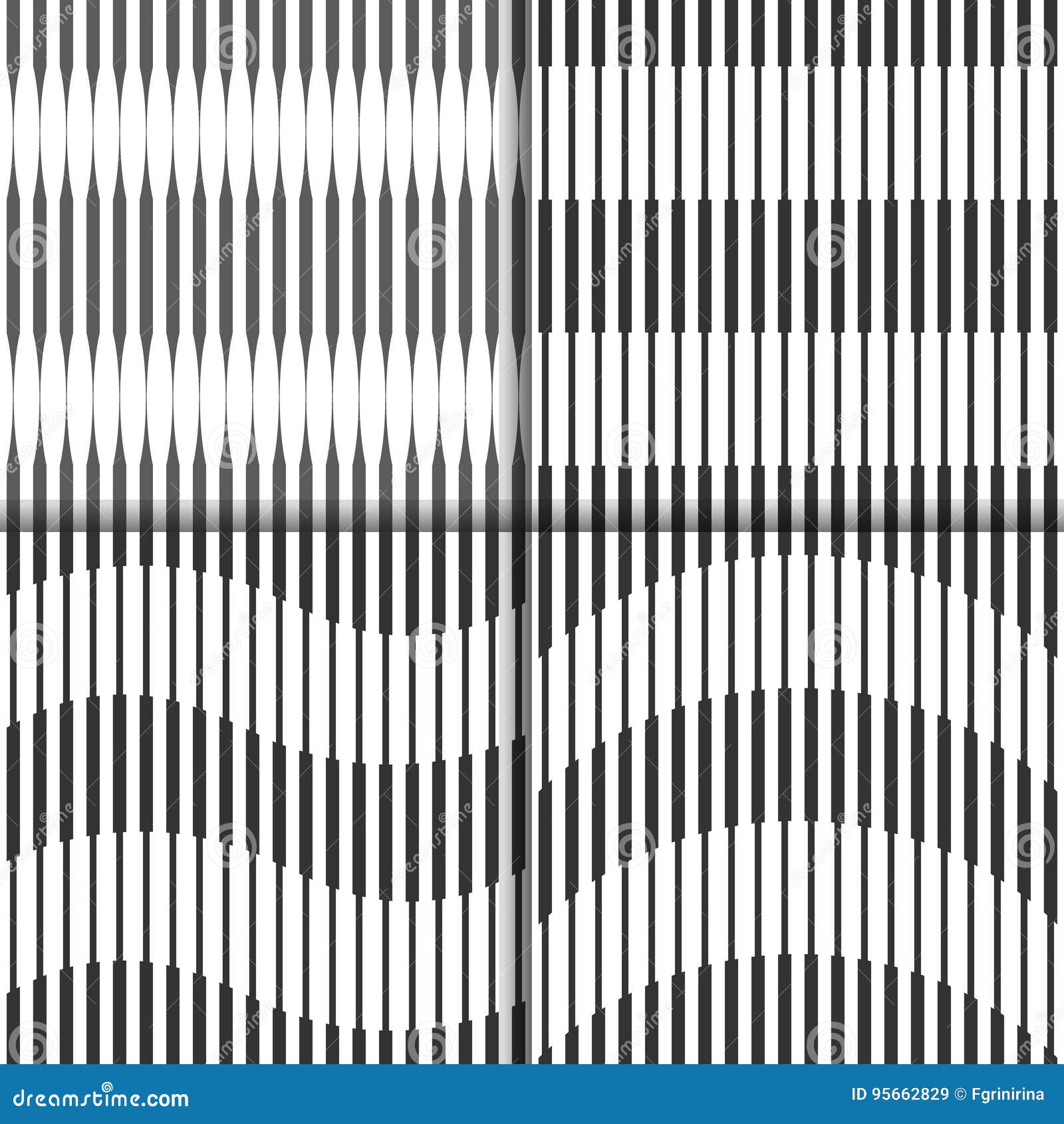 Set of Abstract Seamless Geometric Black and White Pattern, Narrow and ...