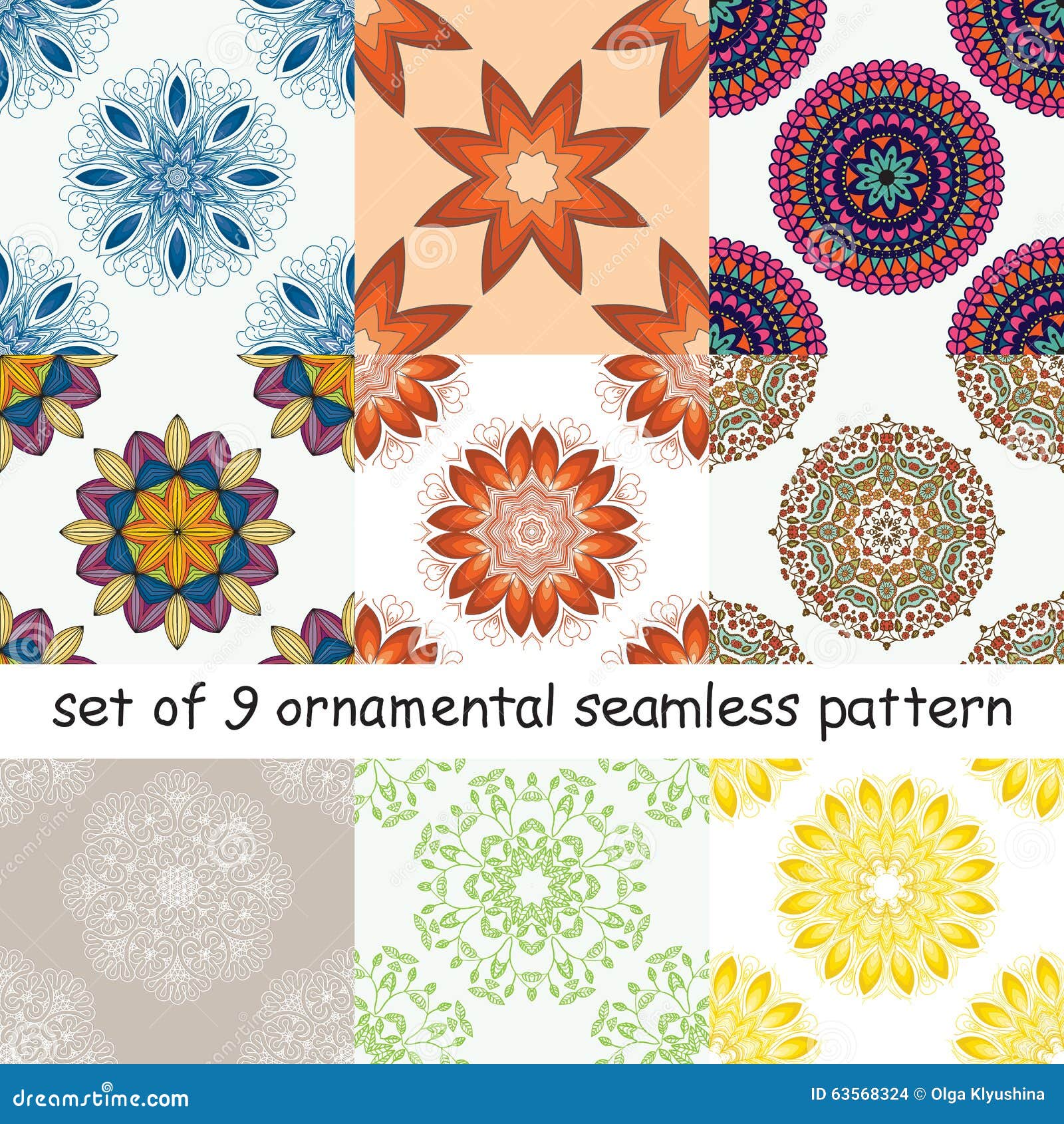 Set of Abstract Seamless Pattern with a Circular Pattern. Stock Vector ...