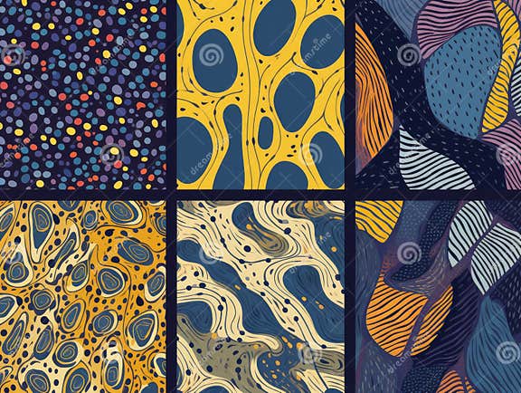 Set of Abstract Seamless Patterns in Different Colors Stock ...