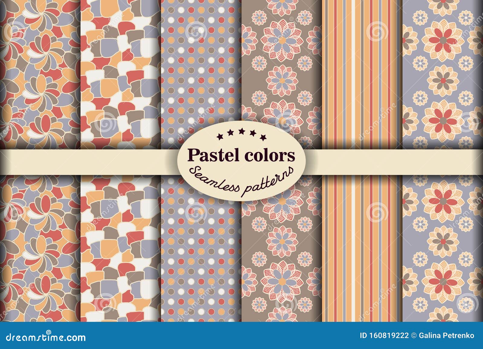 Set of Abstract Seamless Patterns in Pastel Colors Vector Illustration ...