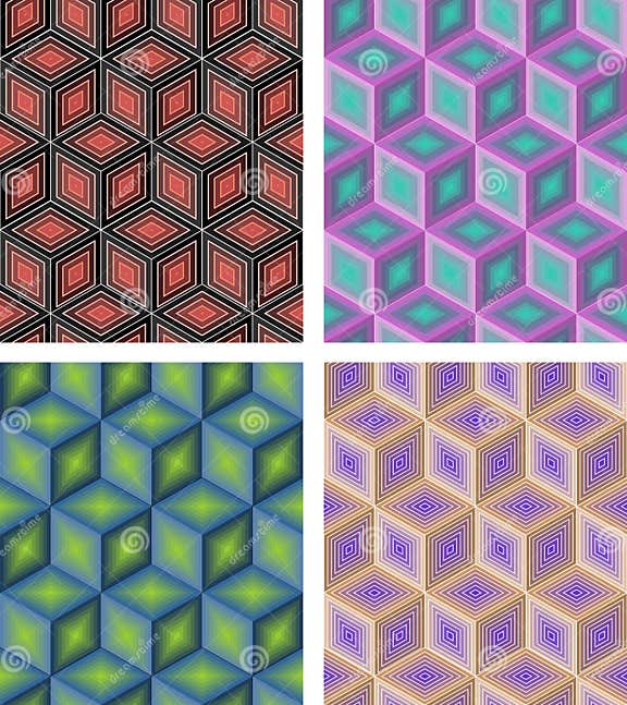 Set of Abstract Seamless Vector Rhomboid Patterns in Different Colors ...