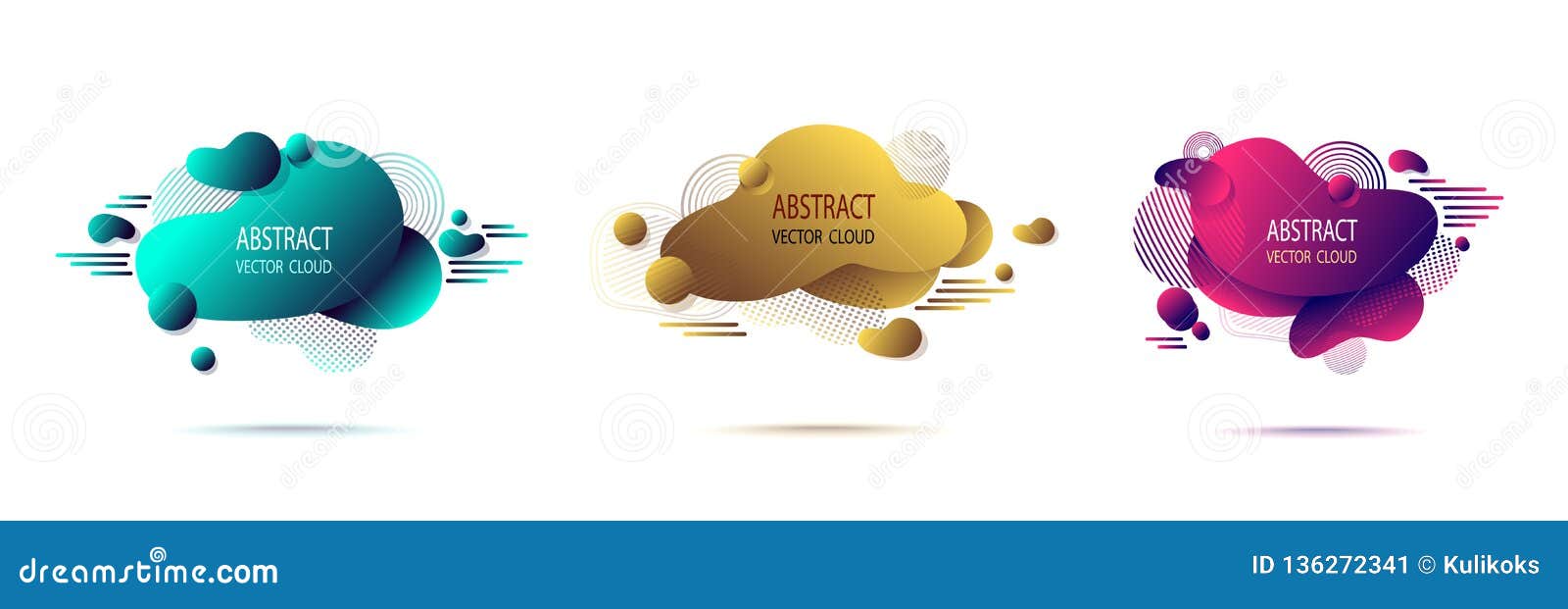 Set Abstract Shape Cloud Splash Liquid with Gradients, Lines, Dots ...