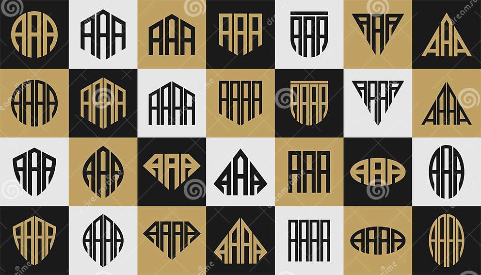 Set of Abstract Shape Initial Letter a AAA AAAA Logo Design Stock ...