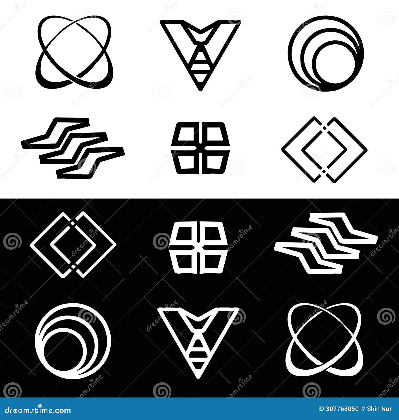 Set of Abstract Shape Logos. Vector Linear Geometry Stock Vector ...