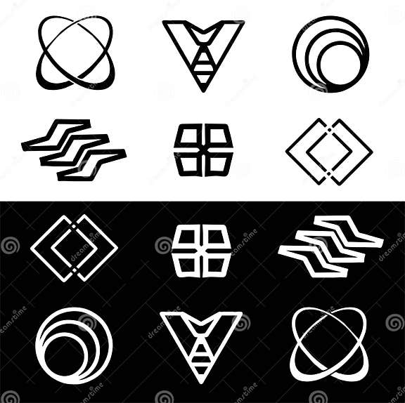 Set of Abstract Shape Logos. Vector Linear Geometry Stock Vector ...