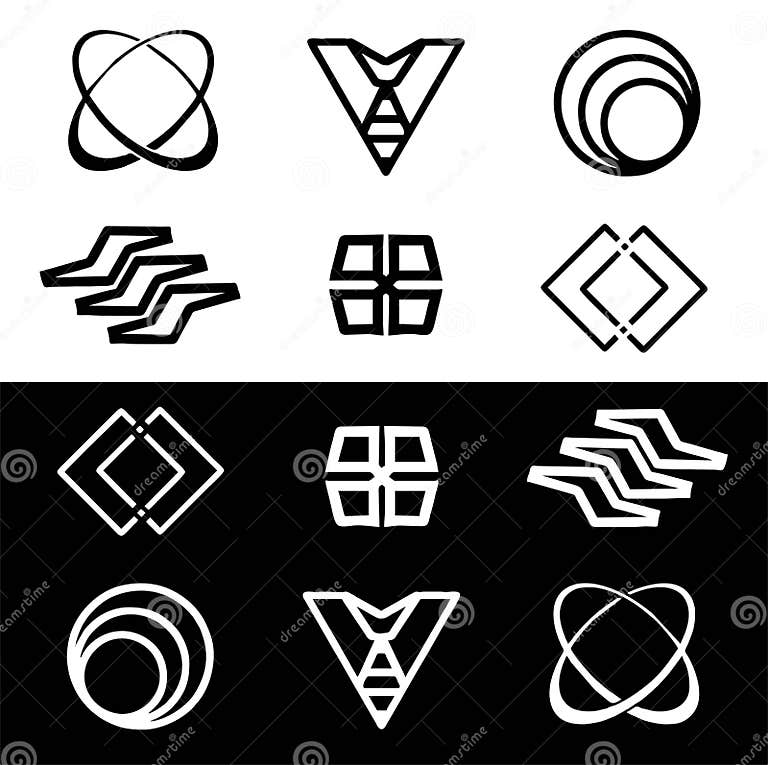 Set of Abstract Shape Logos. Vector Linear Geometry Stock Vector ...