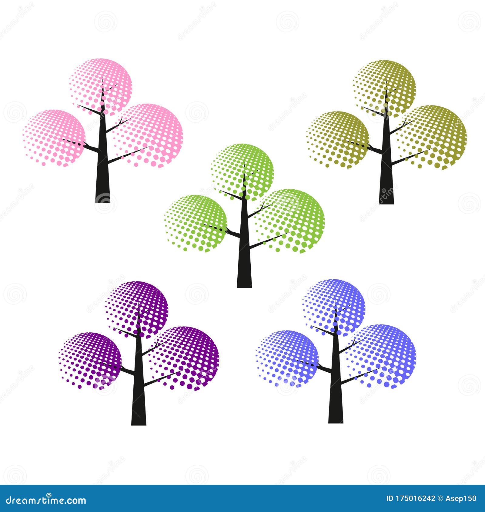 Set Abstract Simple Colorful Digital Network Tree Logo Stock Vector ...